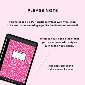 Pink Digital Composition Notebook, iPad Notebook, Digital Notebook ...