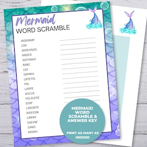 Mermaid Word Scramble, Mermaid Party Games, Under the Sea Printable ...