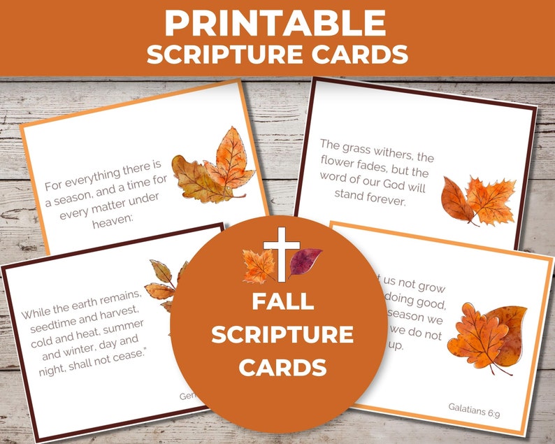 Fall Scripture Cards, Scripture Memory Cards, Bible Verse Memory Cards ...