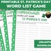 Printable St Patricks Day Game for Kids, St Patricks Day Word List Game ...