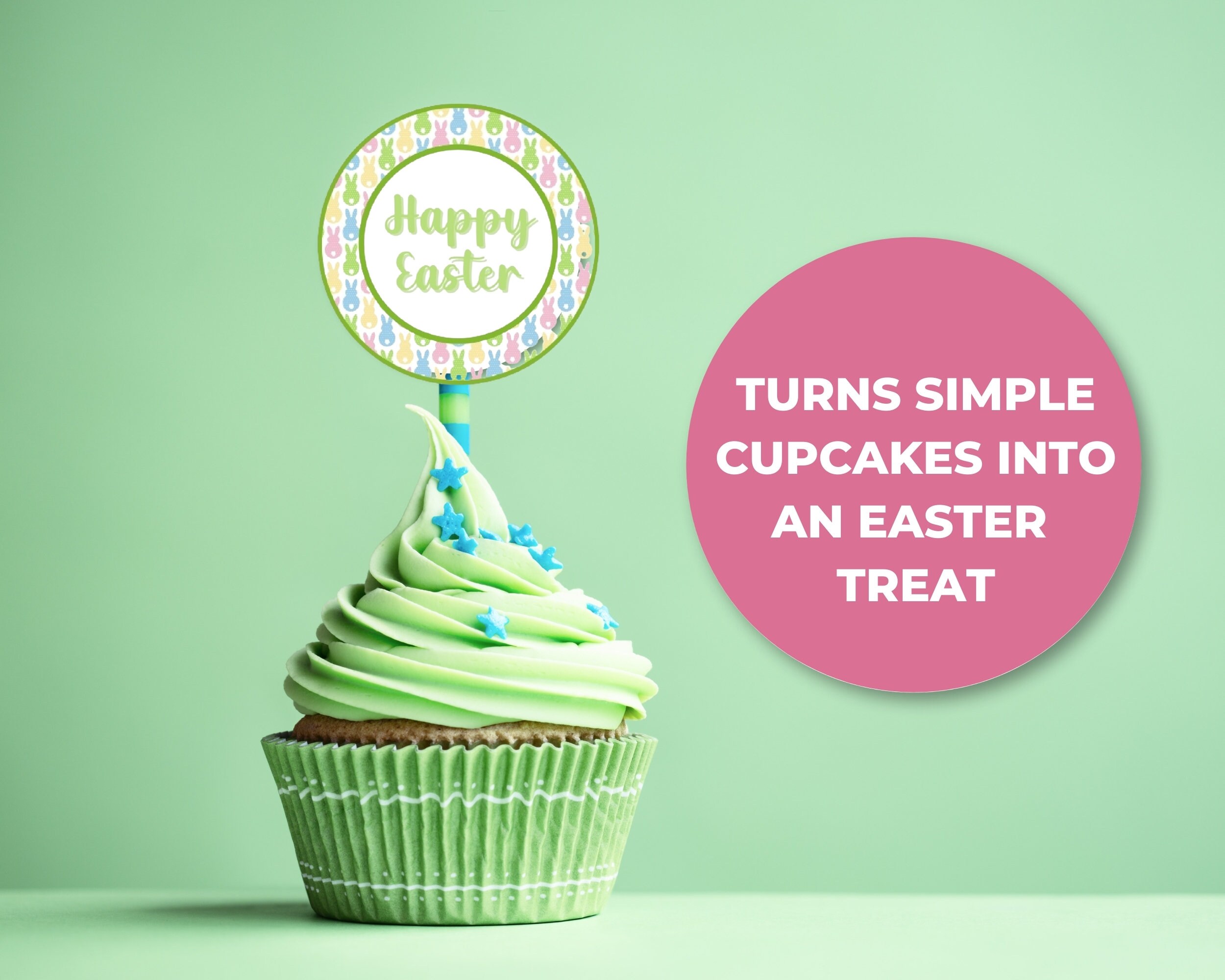 Printable Happy Easter Cupcake Toppers - Etsy