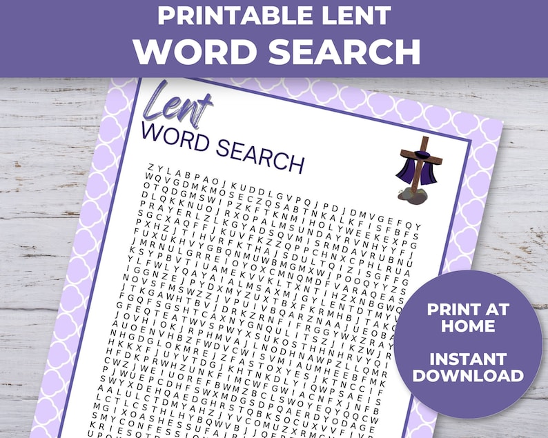 Lent Word Search Game, Printable Christian Game for Kids, Sunday School ...