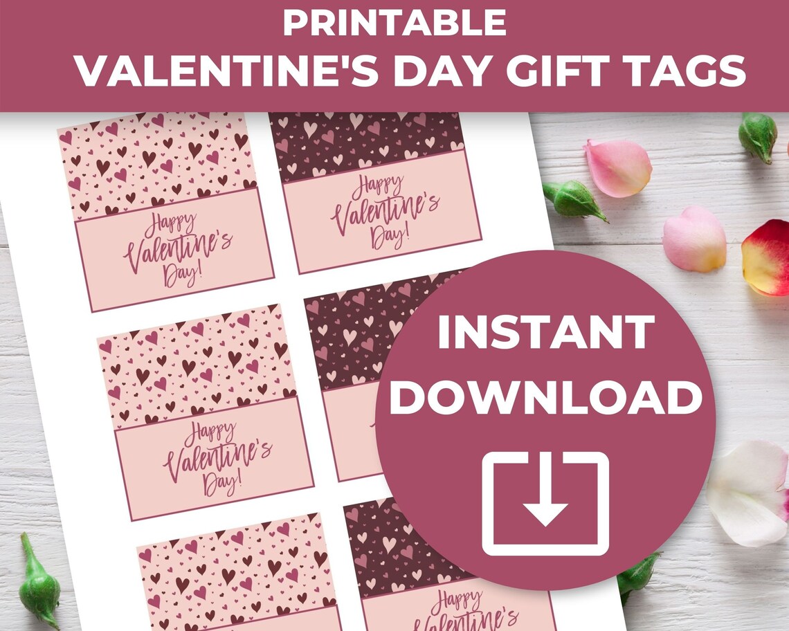 Printable Valentine Gift Tags Valentine Blush Hearts Tags or - Etsy