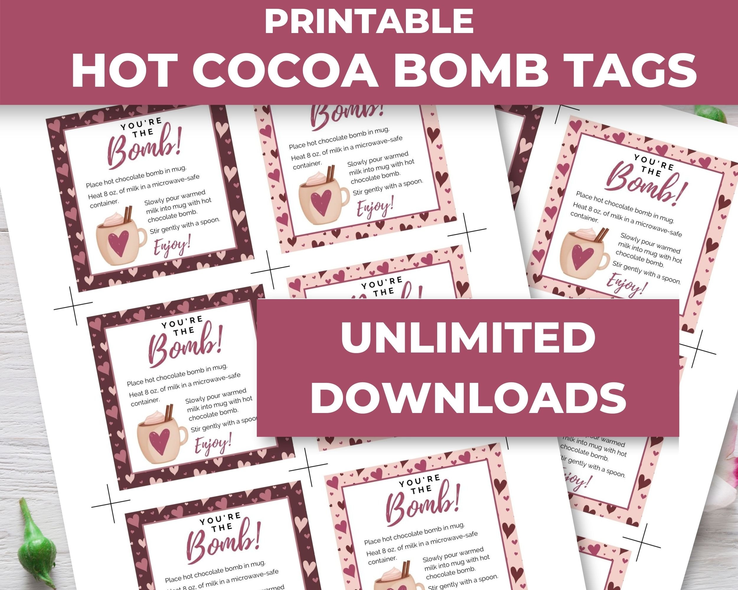 Printable Valentine Hot Chocolate Bomb Tags Valentine Hot - Etsy