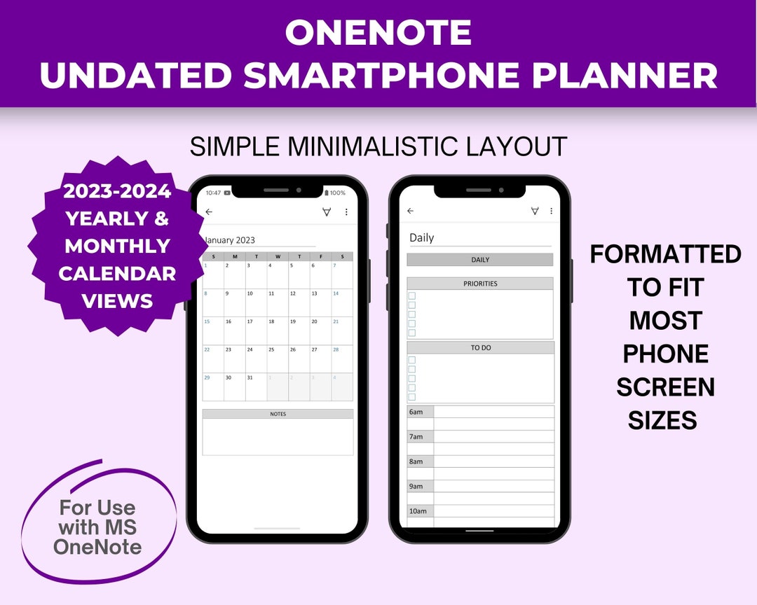 Onenote Digital Planner, Onenote Planner Undated, Digital Planner Phone ...