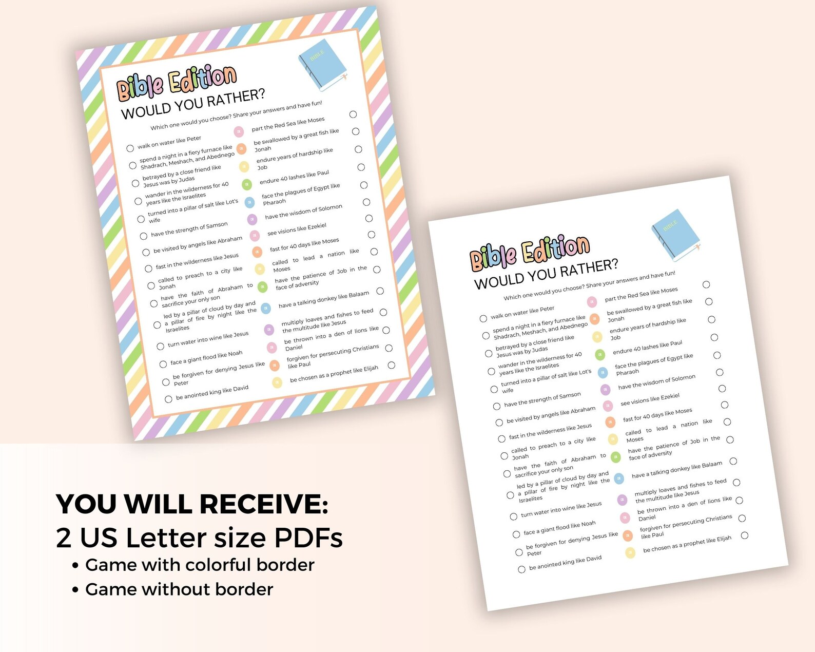 Would You Rather Bible Edition, Printable Bible Games, Church Activity ...