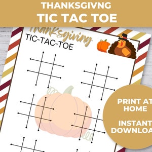 Thanksgiving Tic Tac Toe Game, Printable Thanksgiving Game for Kids ...