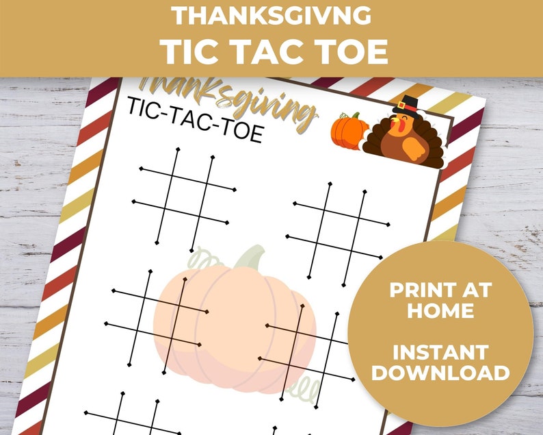 Thanksgiving Tic Tac Toe Game, Printable Thanksgiving Game for Kids ...