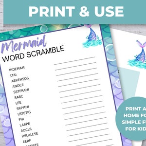 Mermaid Word Scramble, Mermaid Party Games, Under the Sea Printable ...