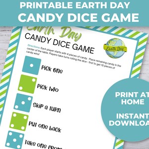 Printable Candy Dice Game, Earth Day Activities for Kids and Adults ...