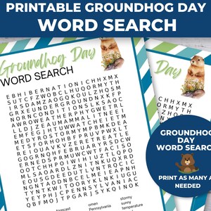 Groundhog Day Printable, Word Search Printable, Groundhog Day Worksheet ...