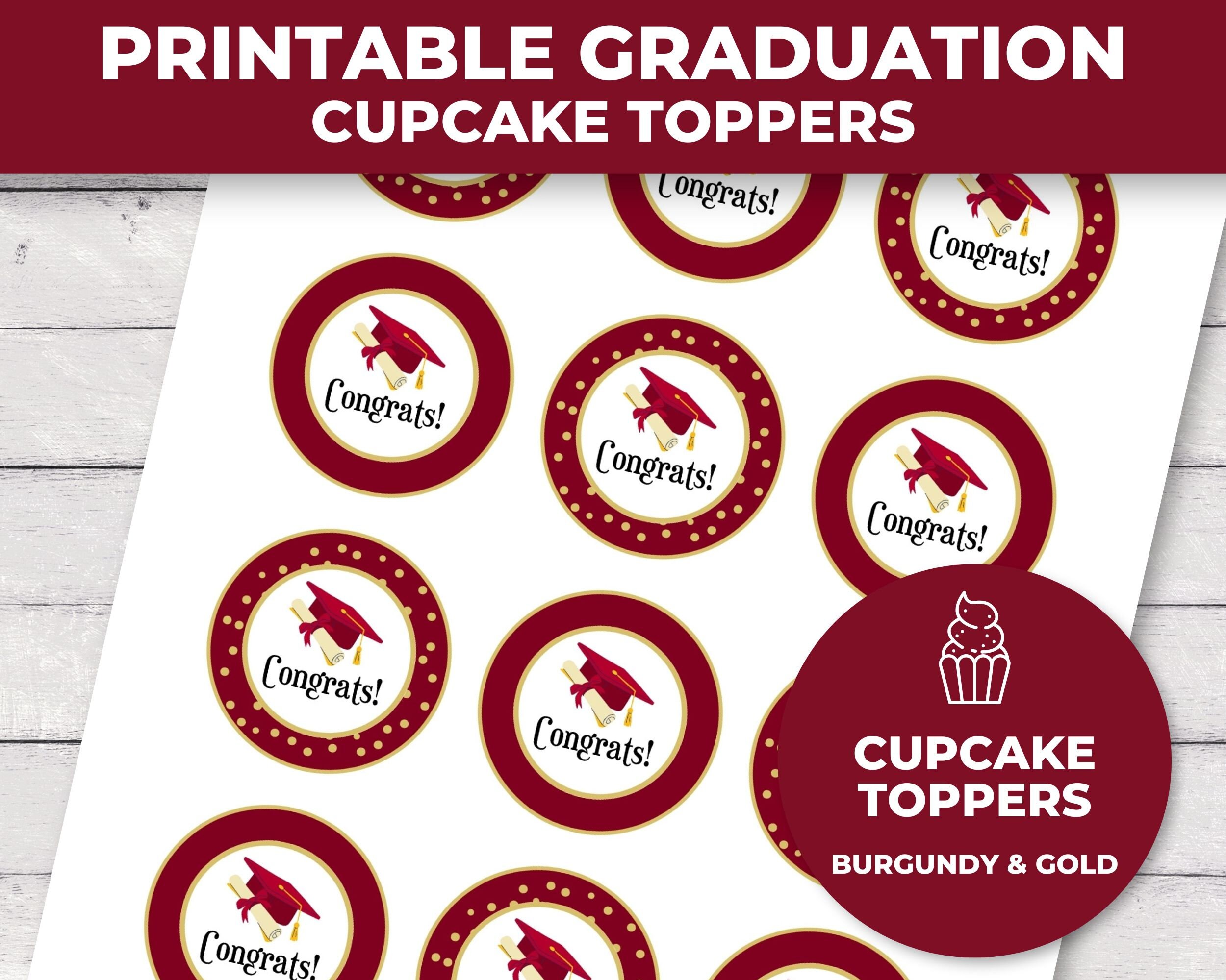 Printable Graduation Cupcake Toppers, Congrats Grad Cupcake Toppers ...