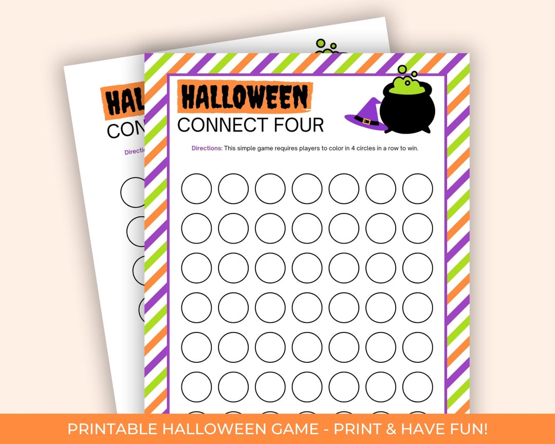 Halloween Four in A Row Printable Halloween Game for Kids, Classroom ...