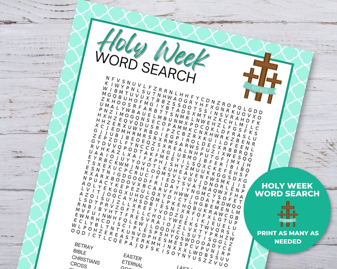Holy Week Word Search, Easter Activity, Christian Easter, Holy Week for ...