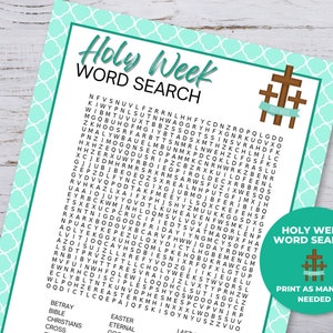 Holy Week Word Search, Easter Activity, Christian Easter, Holy Week for ...