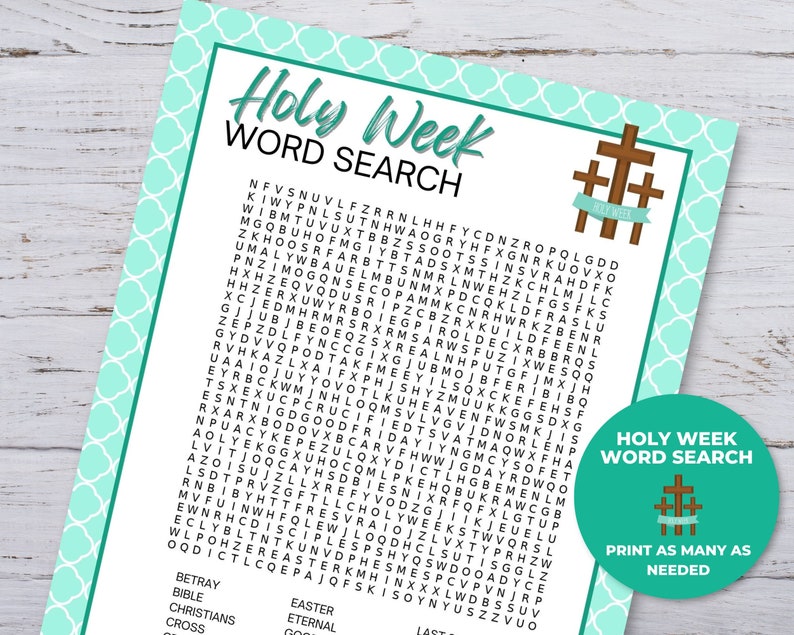 Holy Week Word Search, Easter Activity, Christian Easter, Holy Week for ...