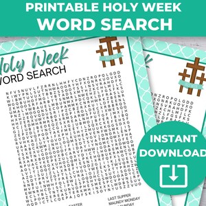 Holy Week Word Search, Easter Activity, Christian Easter, Holy Week for ...
