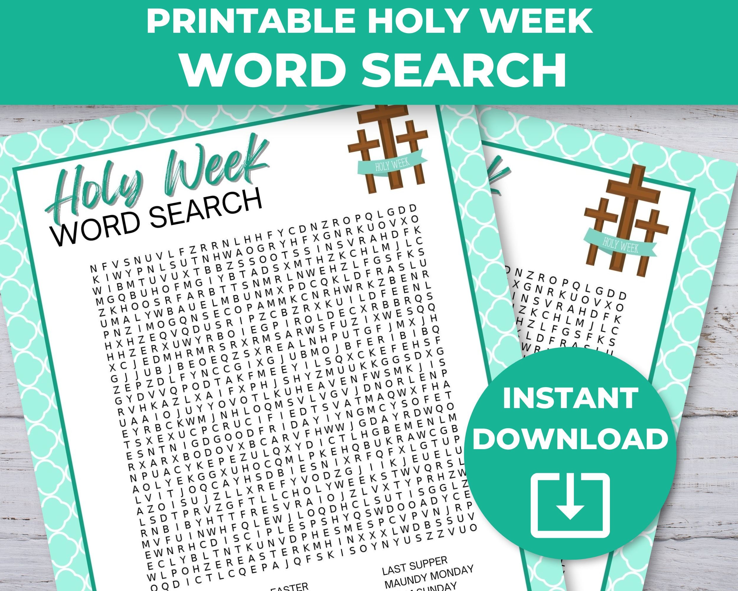 Holy Week Word Search, Easter Activity, Christian Easter, Holy Week for ...