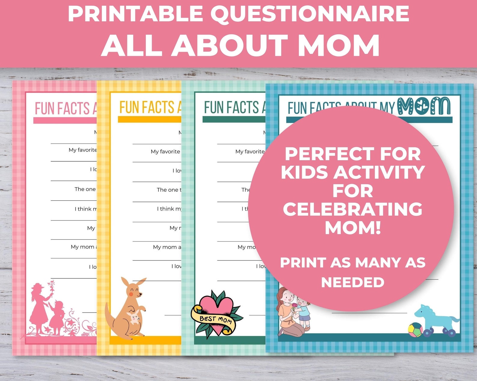 All About Mom, Printable Mother's Day Gift, Mother's Day Craft Gift ...