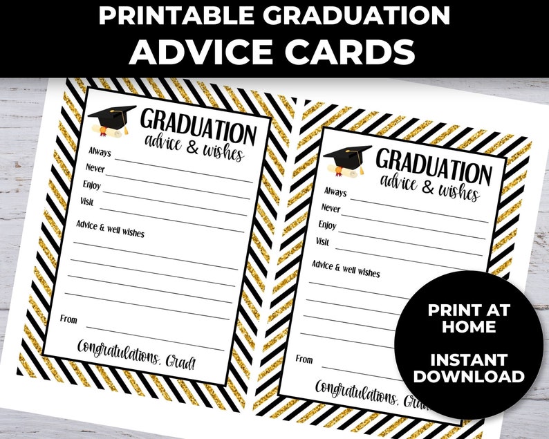 Printable Advice Cards Graduation, Graduation Advice Cards, Words of ...
