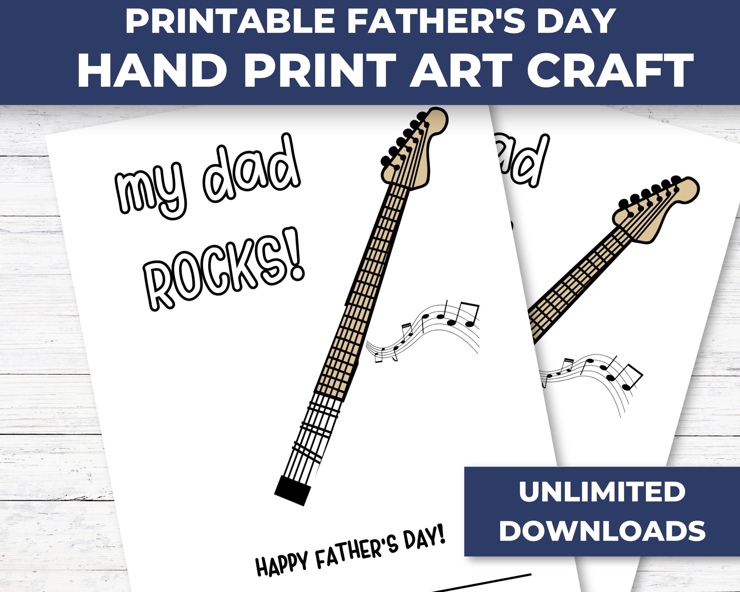 My Dad Rocks Handprint Craft Father's Day Handprint - Etsy