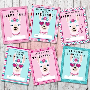 Printable Llama Valentines for School Class, Llama Valentine Cards ...