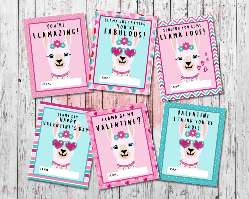 Printable Llama Valentines for School Class, Llama Valentine Cards ...