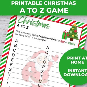 Christmas A to Z Game, Printable Christmas Game for Kids, Classroom ...