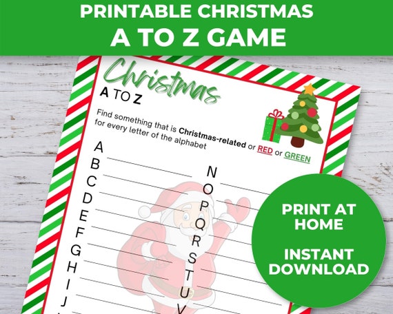 Christmas A to Z Game Printable Christmas Game for Kids - Etsy