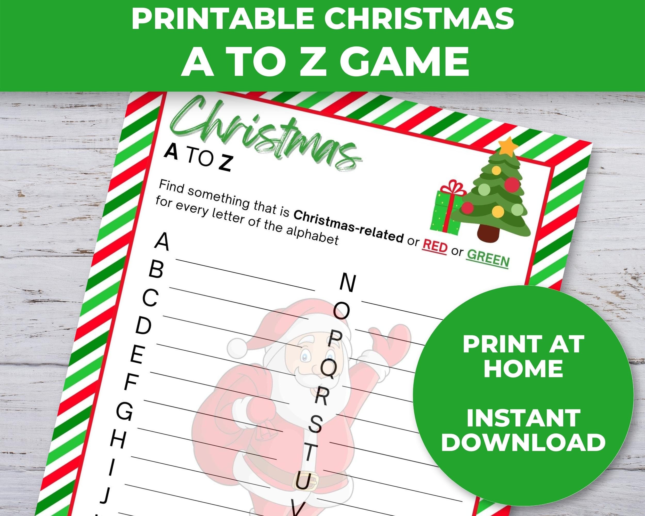Christmas A to Z Game Printable Christmas Game for Kids - Etsy