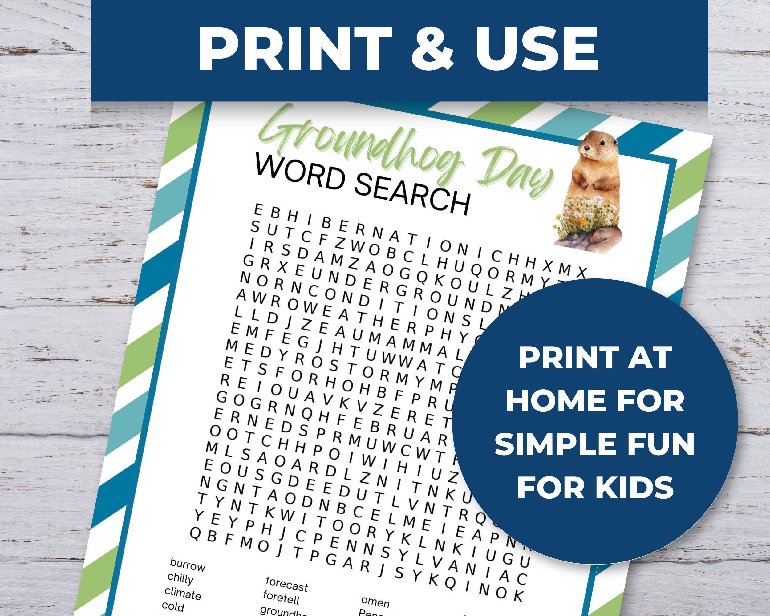 Groundhog Day Printable, Word Search Printable, Groundhog Day Worksheet ...