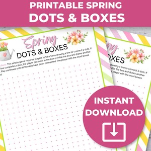 Spring Dots and Boxes, Printable Springtime Game for Kids, Classroom ...