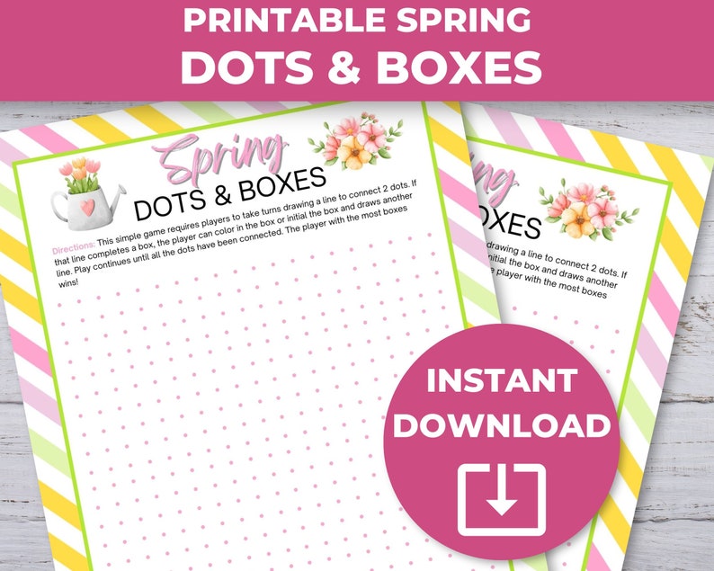 Spring Dots and Boxes Printable Springtime Game for Kids - Etsy