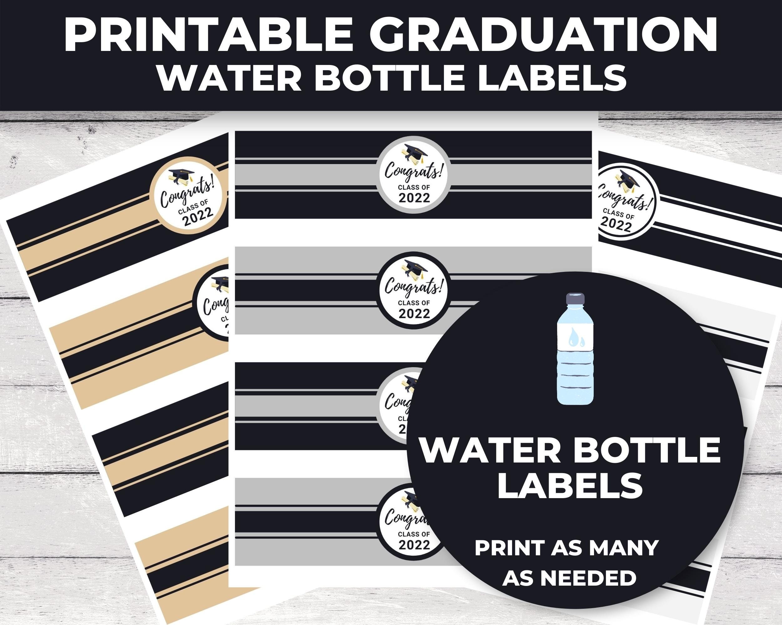 Printable Graduation Water Bottle Labels Congrats Class of - Etsy
