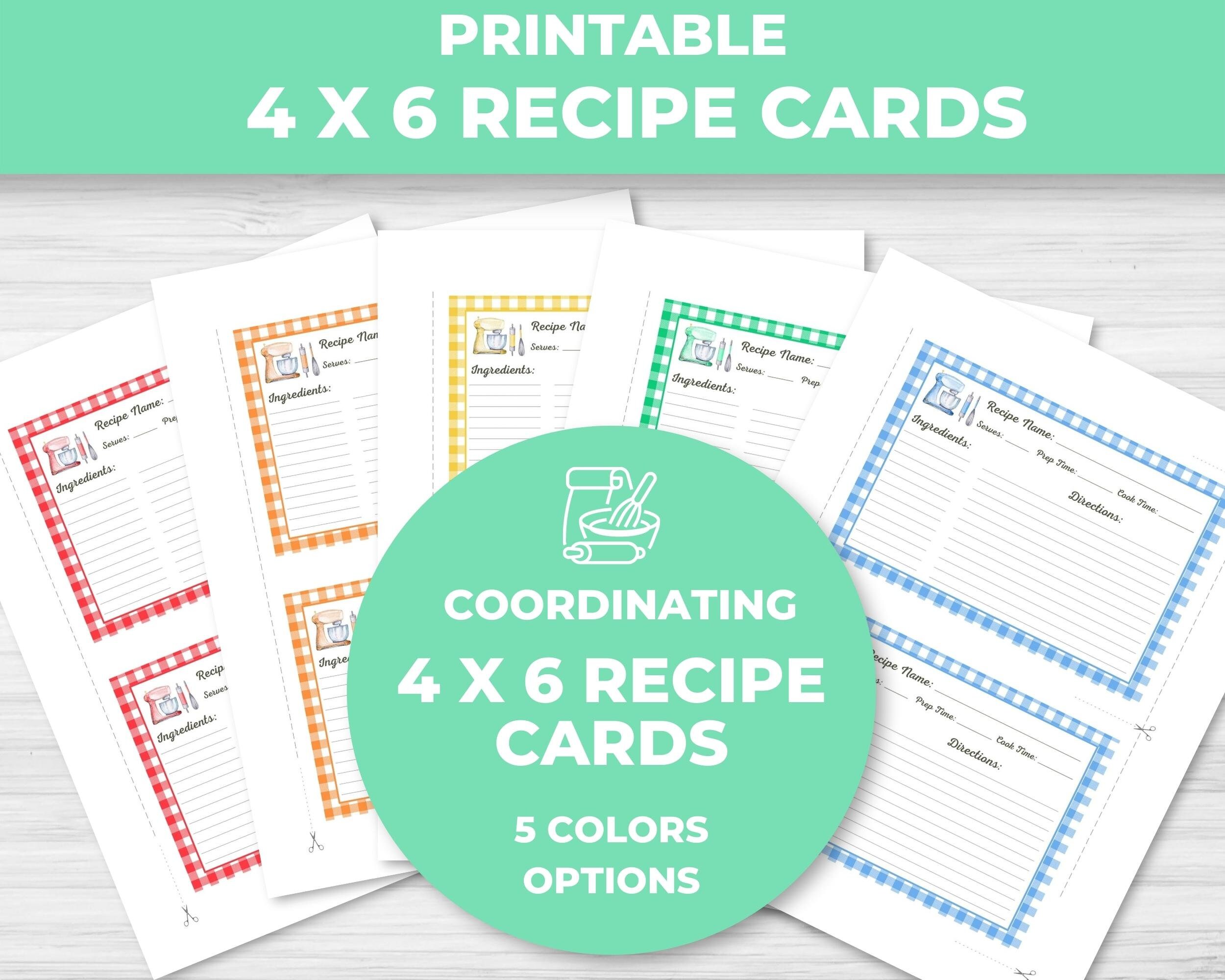 Printable Recipe Cards 4x6 Recipe Card Template Gift for - Etsy