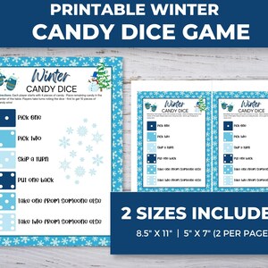 Printable Winter Candy Dice Game, Winter Activities for Kids and Adults ...
