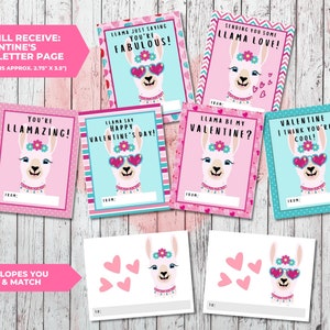 Printable Llama Valentines for School Class, Llama Valentine Cards ...