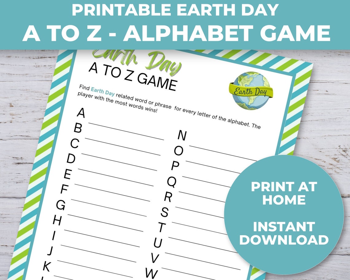 Earth Day A to Z Game, Printable Earth Day Games for Kids, Classroom ...