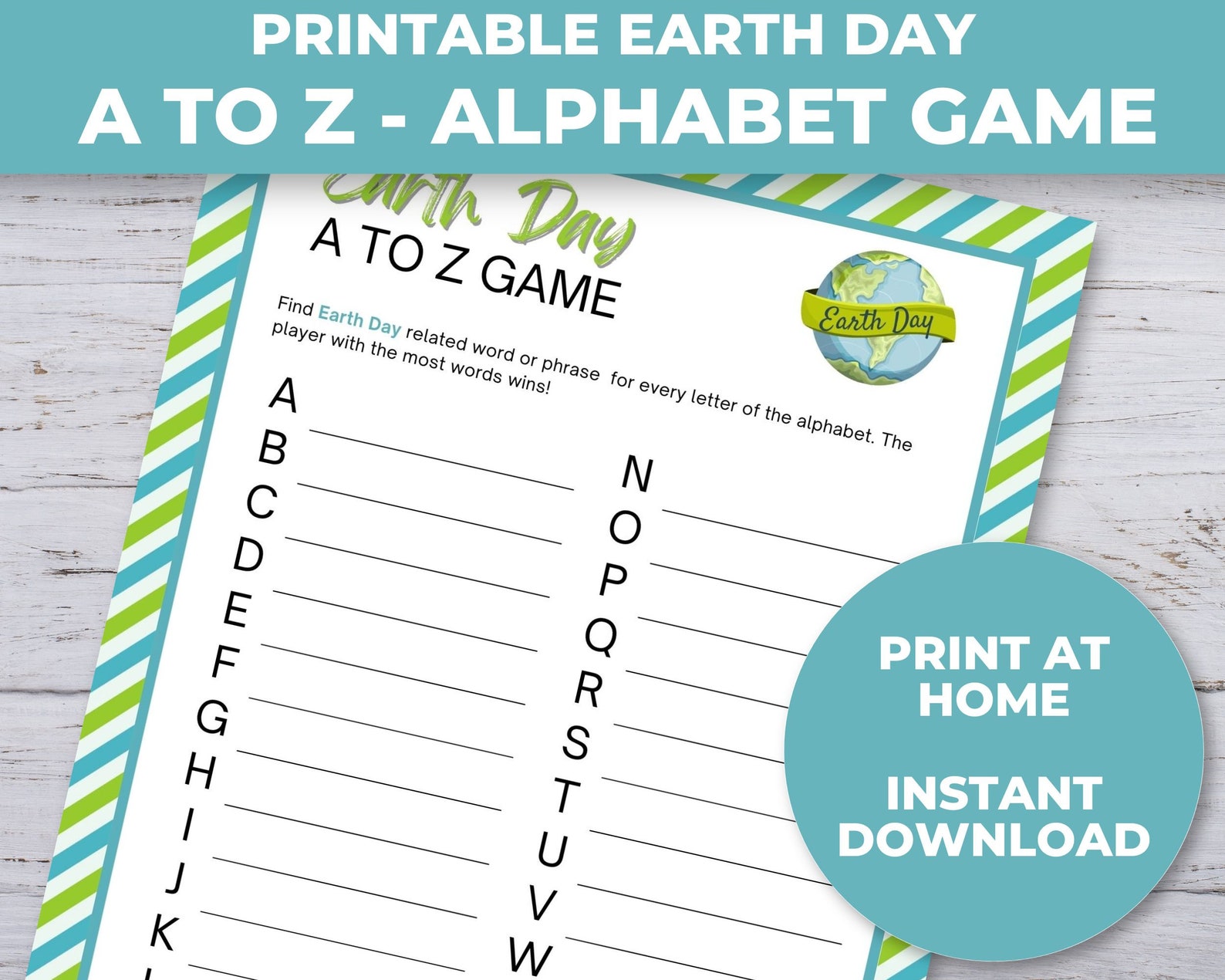 Earth Day A to Z Game, Printable Earth Day Games for Kids, Classroom ...