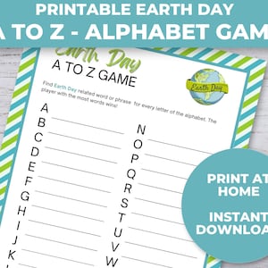 Earth Day A to Z Game, Printable Earth Day Games for Kids, Classroom ...