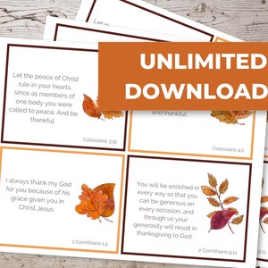 Fall Scripture Cards, Scripture Memory Cards, Bible Verse Memory Cards ...