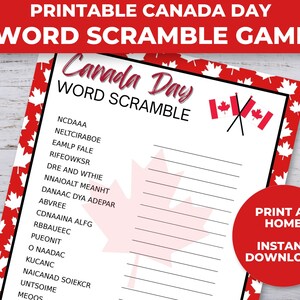Canada Day Word Scramble, Canada Day Games, July 1st Games, Kids Summer ...