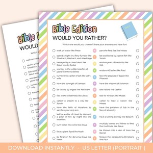 Would You Rather Bible Edition, Printable Bible Games, Church Activity ...