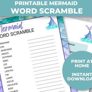 Mermaid Word Scramble, Mermaid Party Games, Under the Sea Printable ...