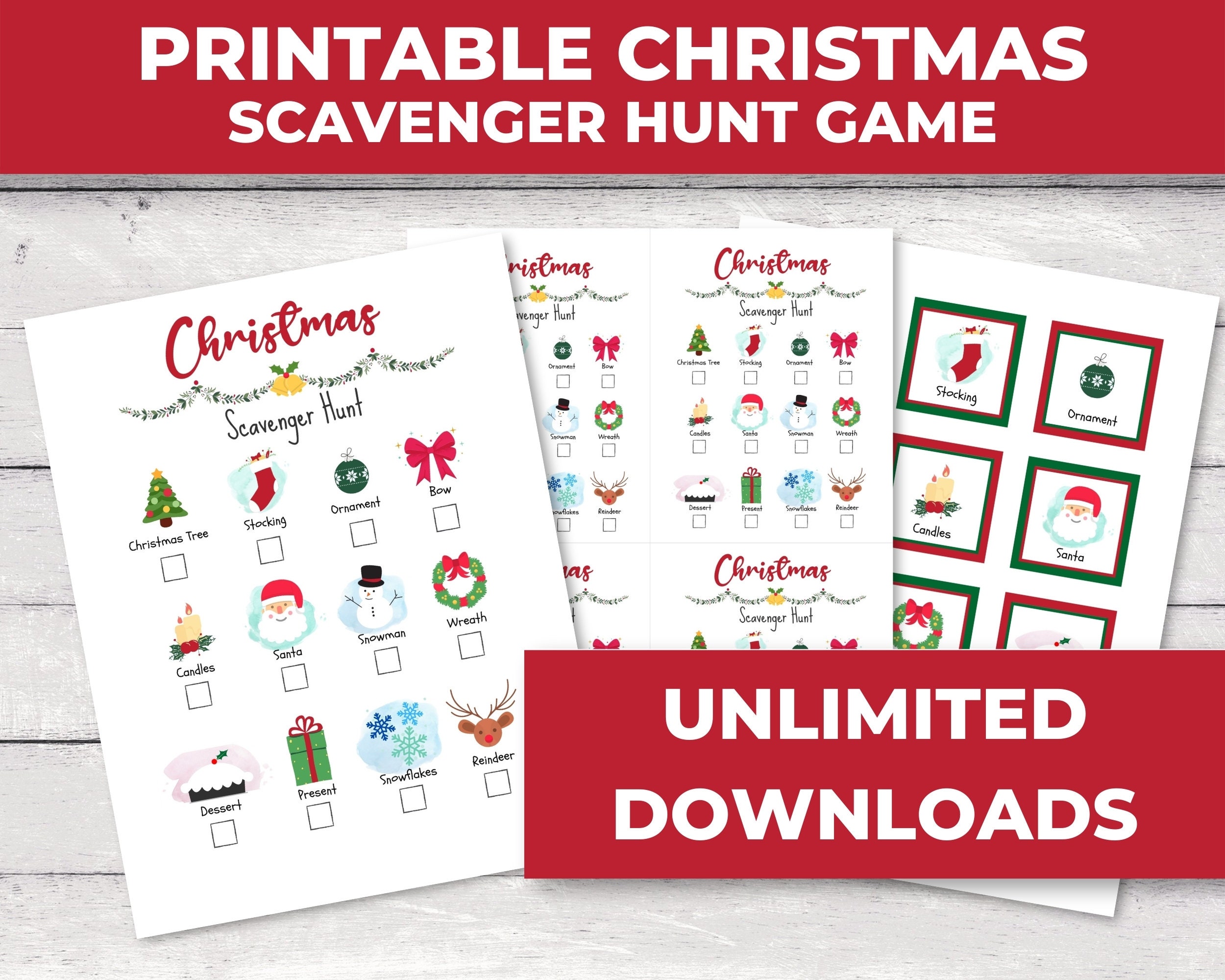Printable Christmas Scavenger Hunt and Matching Game for Kids ...