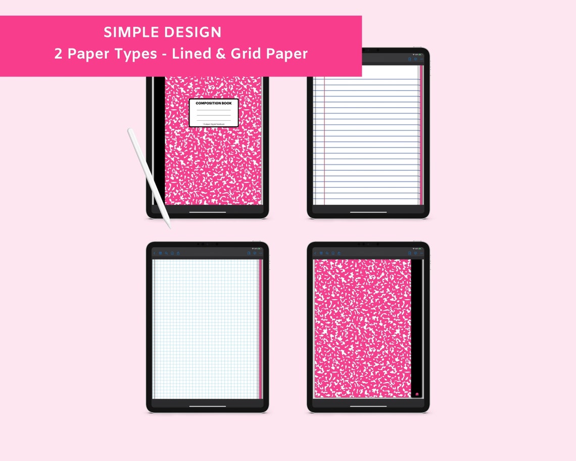 Pink Digital Composition Notebook iPad Notebook Digital - Etsy
