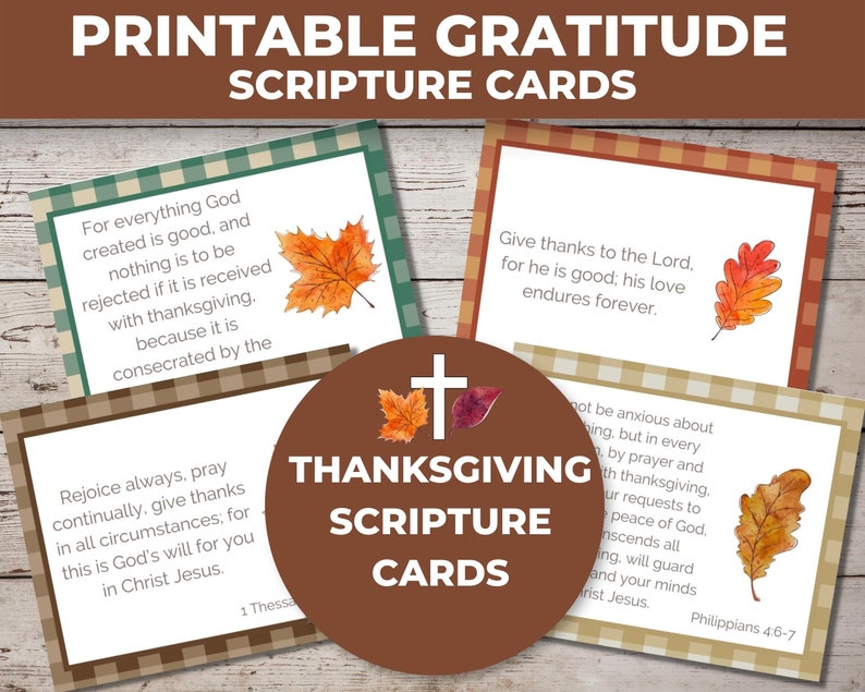 Thanksgiving Scripture Cards, Thanksgiving Bible Verses, Gratitude ...