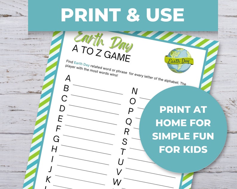 Earth Day A to Z Game, Printable Earth Day Games for Kids, Classroom ...