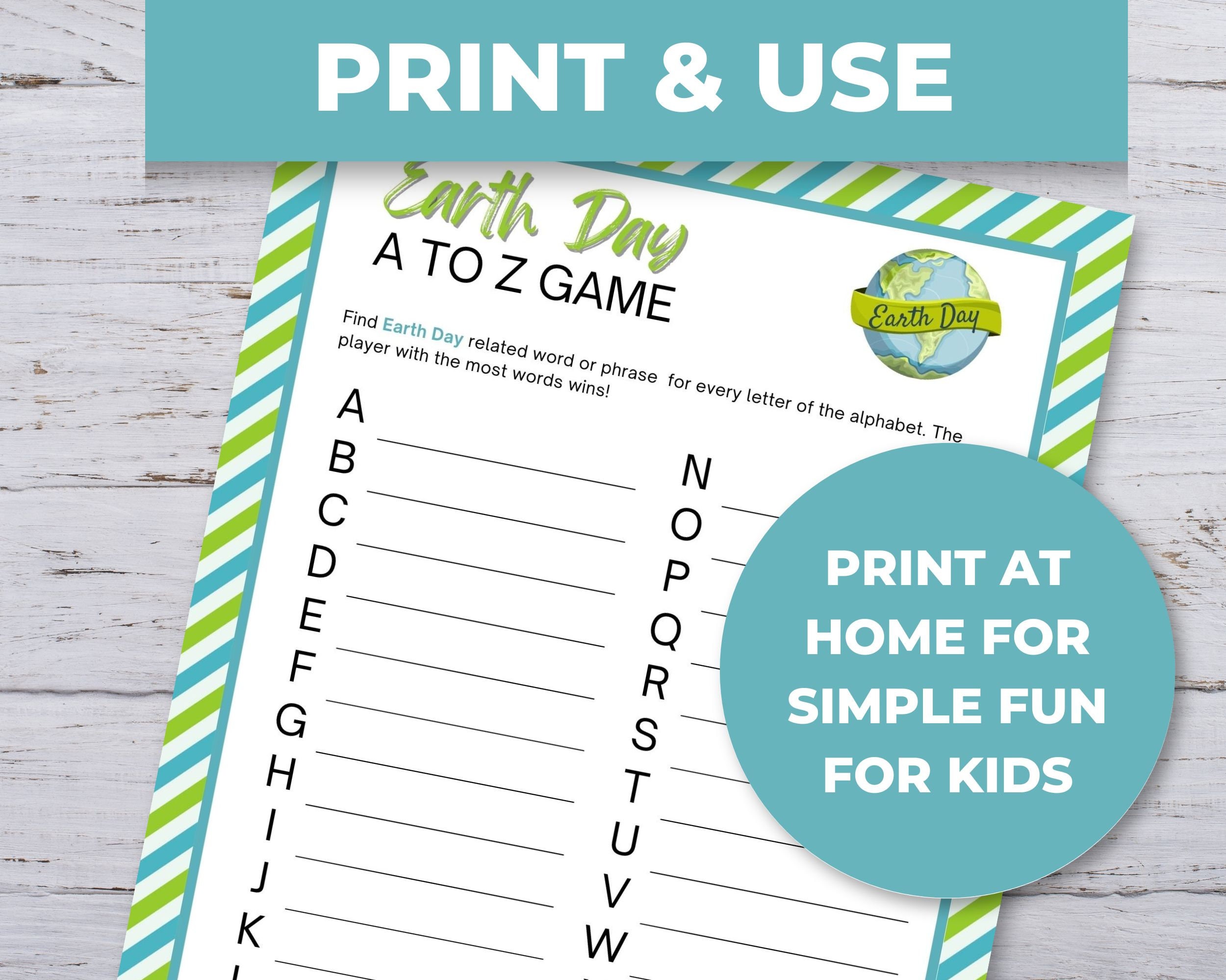 Earth Day A to Z Game, Printable Earth Day Games for Kids, Classroom ...