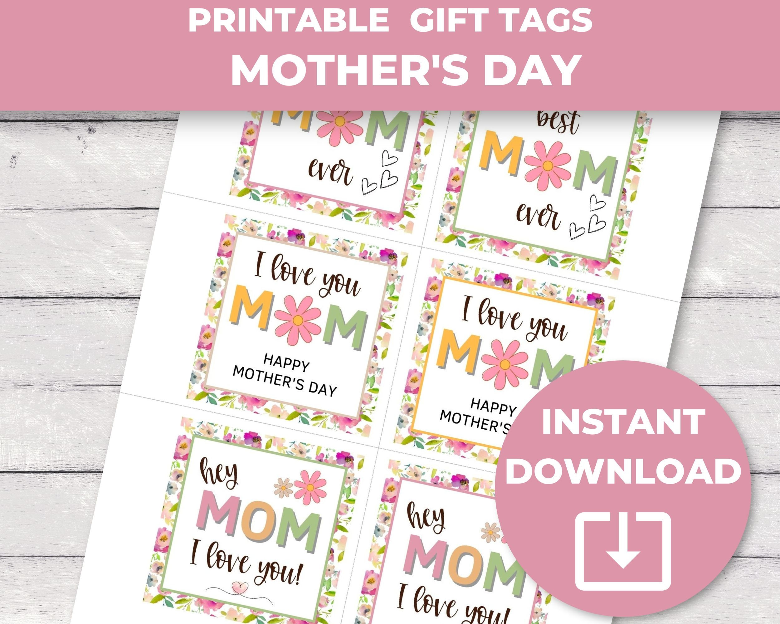 Mothers Day Gift Tags Printable, Gift Tags for Mom, Best Mom Ever Tag ...